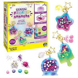 Creativity for Kids Resin Fidget Shakers - Create 3 Sensory Keychains, DIY Crafts for Kids Age 8-10+, Neon, 3" x 3"