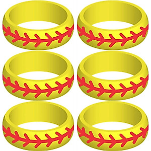 SayitBands Six (6) of Softball Silicone Ring Size 7