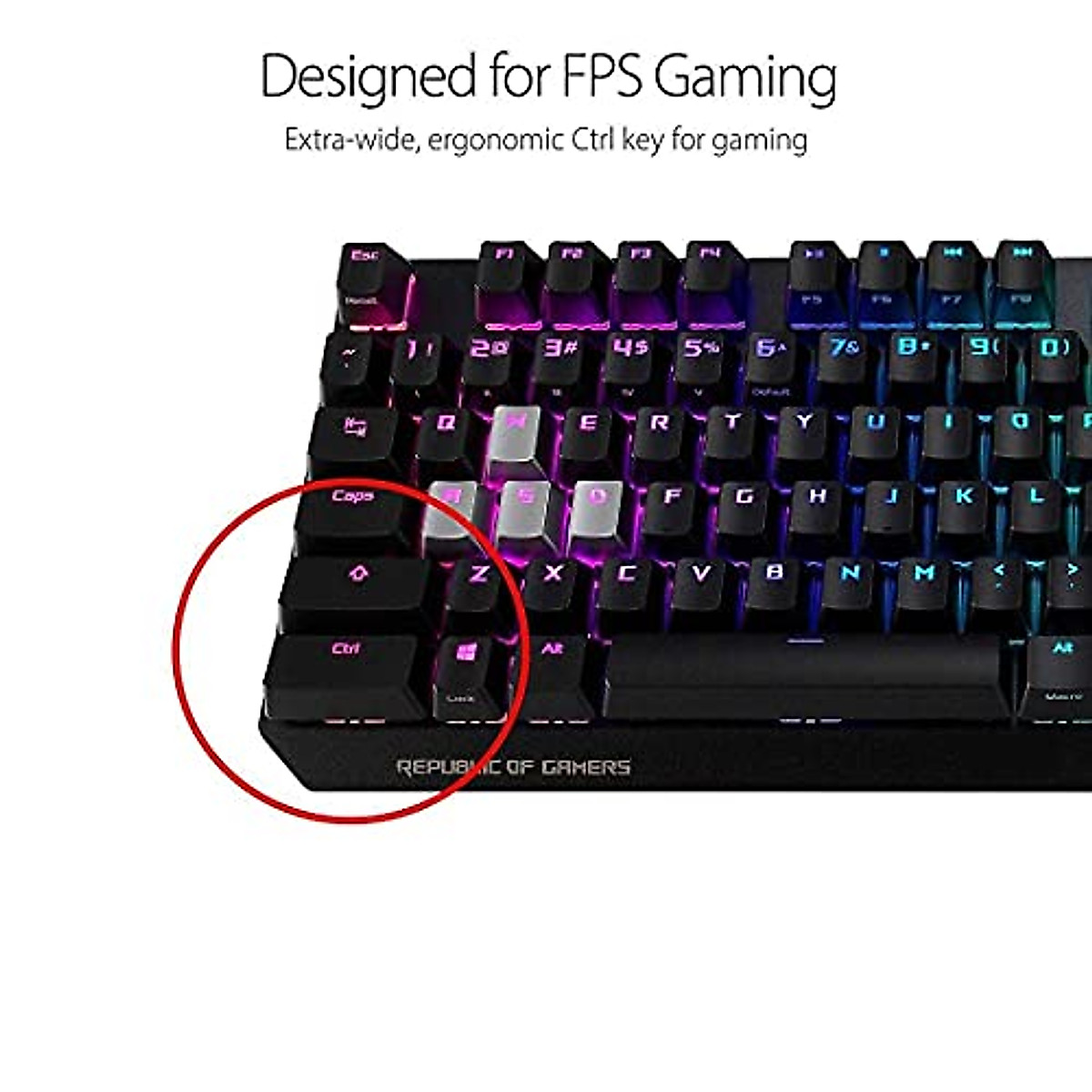 ASUS RGB Mechanical Gaming Keyboard - ROG Strix Scope Deluxe | Cherry MX Silent Red Switches | 2X Wider Ctrl Key for FPS Precision | Gaming Keyboard for PC (Renewed)