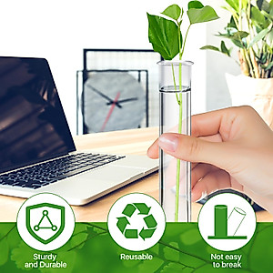 Akamino 15 Pcs Clear Test Tubes for Plant Propagation Station, Acrylic Test Tubes for Scientific Experiments,30 ml Round Bottom Test Tubes for Hydroponic Flowers Home Office -0.78" Diameter