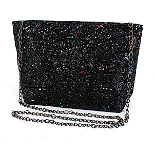 Sun Kea Geometric Shoulder Handbags Women Laser PU Cross-Body Bag Clutch Purse (Laser)