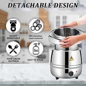 Commercial Soup Kettle Warmer, Stainless Steel 11 Qt Countertop Food Kettle Warmer