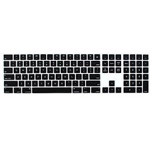 ProElife Ultra Thin Silicone Keyboard Cover Protector for 2019-2017 Apple iMac Magic Keyboard with Numeric Keypad A1843 Full Size Wireless Bluetooth Numeric Keyboard, US Enter (Black)