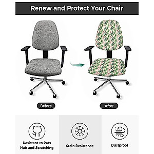Big buy store Office Chair Cover Butterfly Orchid Desk Chair Cover Stretch Elastic Universal Computer Chair Covers Tropical Flowers Floral Plants Bird Stretch Rotating Chair Slipcovers Protectors