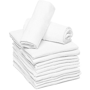 RUVANTI 10 Pack Birdseye Flat-Fold Cloth Diapers for Babies, 100% Cotton Extra Large Reusable Diapers 24x24 Inches, Baby Burp Cloths
