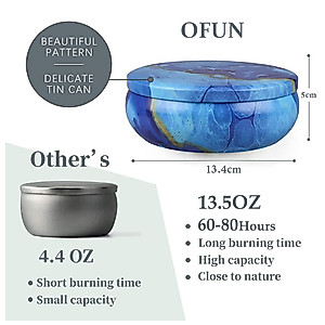 OFUN Large Citronella Candles Outdoor, 3 Wicks Scented Candle Set for Home Patio, Garden Balcony Camping BBQ, 240hr Long Lasting, Decorative Travel Tin, Natural Soy Wax Jar Candles 3 Pack