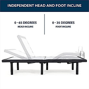 Blissful Nights e4 Premium Adjustable Bed Frame and 12-Inch Hybrid Gel Infused Memory Foam Mattress Combo Set with Massage, Anti-Snore and Zero Gravity Modes, Medium Soft (Queen)