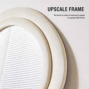 ITSRG Wavy Wall Mounted Mirror with Flannel Wrapped Wooden Frame and Stand - Full Length (White)