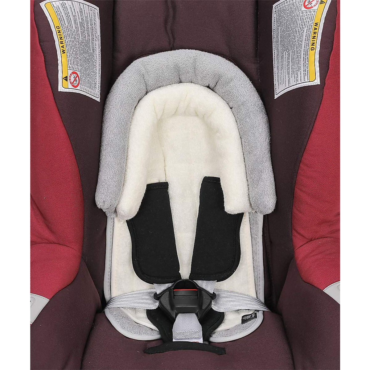 Long-Ci 2-in-1 Baby Insert Cushion Pad with Head Neck Body Support Pillow in Plush Terry for Newborn (Gray Beige)