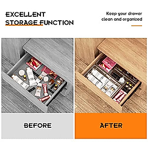 ASTOFLI 22-Piece Clear Plastic Drawer Organizer Storage, Non Slip/Crack Desk Drawer Organizer Tray, Versatile 5-Size Vanity and Bathroom Drawer Organizers Bins for Makeup, Jewelry, Utensils and Office