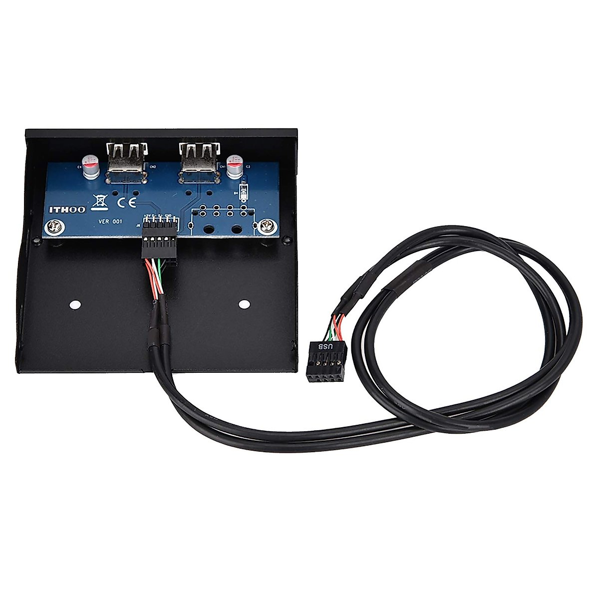 Socobeta USB 2.0 Front Panel Floppy Disk Bay Multi-Functional USB 2.0 Front Panel 3.5 Inch Floppy Bay 9 Pin to 2 Interface USB 2.0 HUB