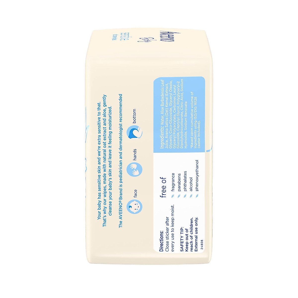 Aveeno Baby Sensitive All Over Wipes with Aloe & Natural Oat Extract for Face, Bottom & Hands, pH-Balanced, Hypoallergenic, Fragrance-, Phthalate-, Alcohol- & Paraben-Free, 3 Pks of 56 ct