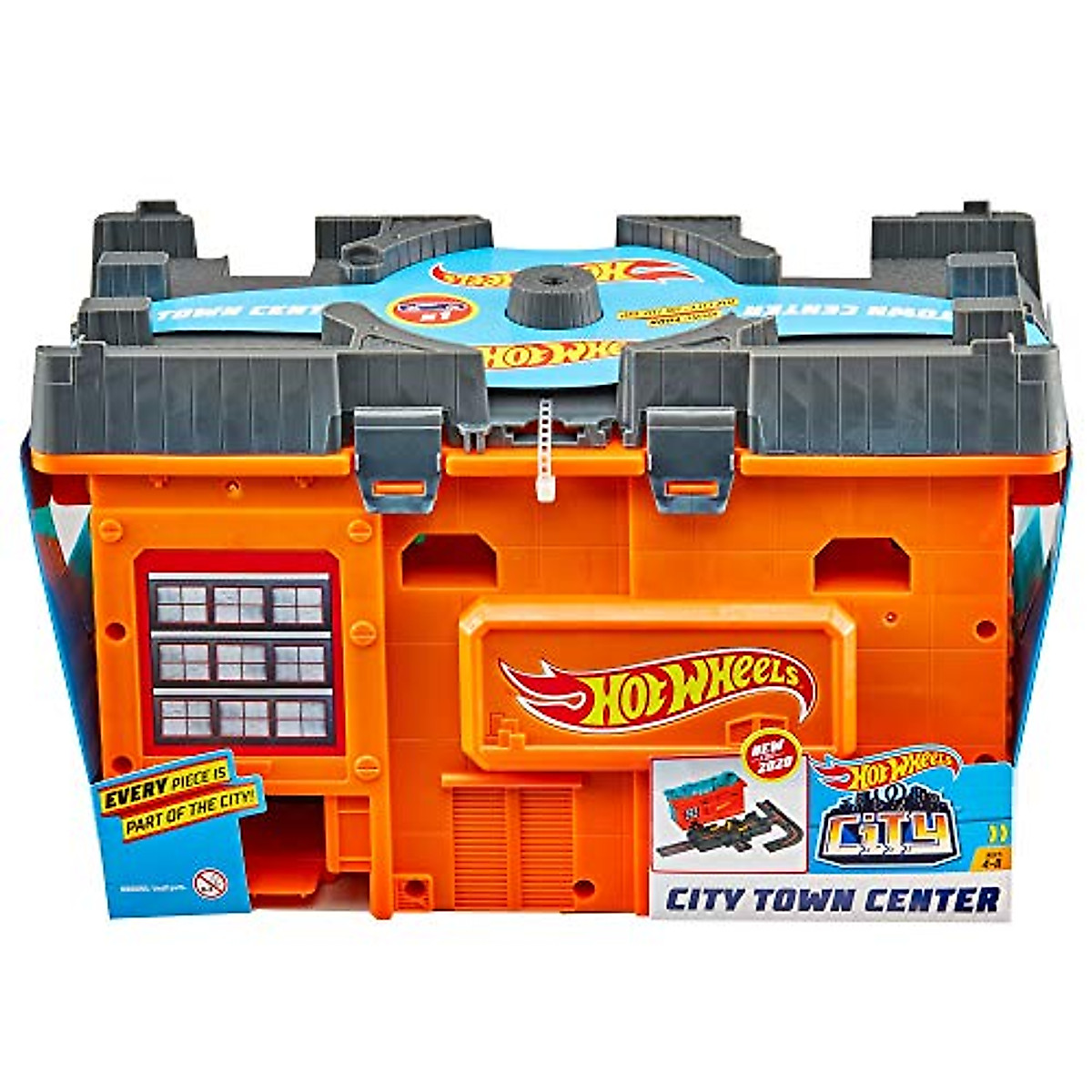 Hot Wheels City Town Center Play Set Idea for Ages 4 to 8 Years 2-Sided with Mechanic Shop, Roundabout, Street Lights Connects to Other Sets
