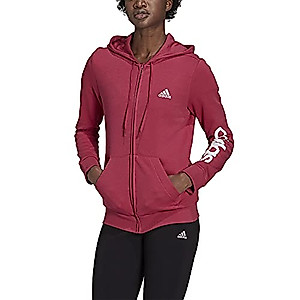 adidas Womens Essentials Full-Zip Hoodie Wild Pink/White/White Small