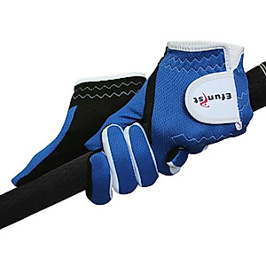 Efunist 1 Pair Junior Kids Youth Toddler Boys Girls Golf Gloves Dura Feel Blue Red Green Left Hand Right Hand (Blue, Medium)