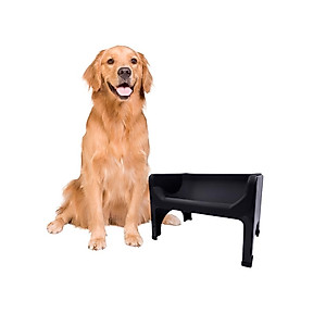 Fluff Through Elevated Dog Bowl for Large Dogs Food – Dog Feeding Station with Vet Approved & Non-Toxic Silicone Bowl Insert - Raised Dog Bowl for Large Dogs for Healthy Posture & Digestion (Gray)