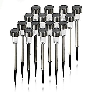 K JINGKELAI Solar Outdoor Lights Pathway, 16 Pack Stainless Steel Solar Lights Outdoor Waterproof LED Light Landscape, Solar Garden Lights for Yard Lawn Walkway Driveway (Cold White)