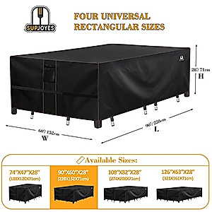SUPJOYES Patio Furniture Covers Waterproof for Outdoor Table and Chairs, Sectional Sofa Set Cover Rectangular Water Resistant - Fits up to 90"x60"