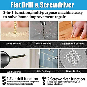 21V Cordless Drill Driver Screwdriver with 1500mAH Li-ion Battery, 2 Variable Speed 25+1 Torque Setting with LED Light, Portable Rechargeable Impact Drill Tool Kit with Storage Case for Home DIY