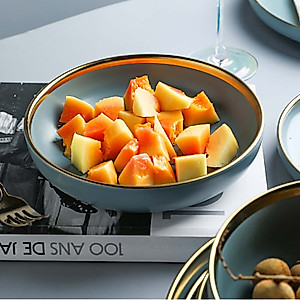 Porcelain Dishes Set for 4 People 16 Piece Ceramic Bowls and Plates Set Reactive Glaze Dinnerware Set for Home Party Gift - Matte Blue