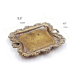 Funly mee Small Antique Trinket Dish Vintage Gold Jewelry Tray, Ring Holder