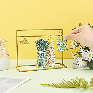 SUPERFINDINGS 1 Set Doll Garment Rack Including 1Pc 6x2.8x4.7inch Doll Clothes Storage Rack Doll Closet and 10Pcs Mini Doll Clothes Hangers Doll Wardrobe Furniture Accessories for Dollhouse Supplies