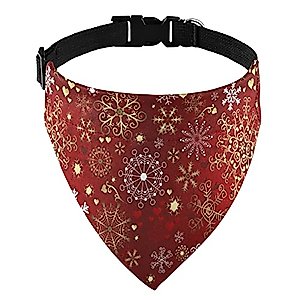 Christmas Pet Triangle Scarf for Small Medium Large Dogs Cats Pets Christmas Gold White Snowflakes Dog Bandana Dog Accessories Collar