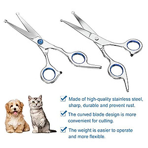 Petsvv 7.5" Curved Dog Grooming Scissors with Safety Round Tips, Light Weight Professional Pet Grooming Shears Stainless Steel for Dogs Cats Pets