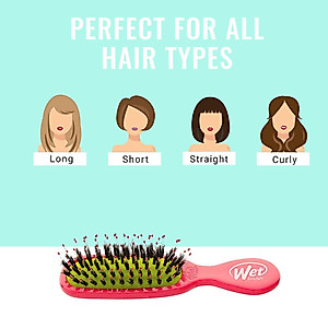 Wet Brush Mini Shine Enhancer Hair Brush, Pink - Exclusive Ultra-soft IntelliFlex Bristles - Natural Boar Bristles for All Hair Types - For Women, Men, Wet And Dry Hair