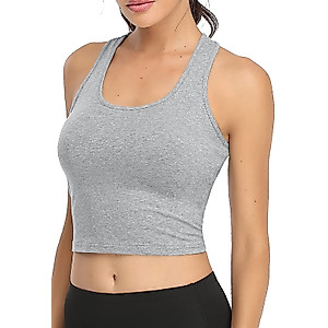 Porvike 3-Pack Sports Crop Tank Tops for Women: Racerback Yoga, Running, Gym Workout Shirts (S, Black/White/Grey)