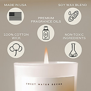 Sweet Water Decor Candles | Spa Scented Soy Wax Candle for Home | 11oz Jar Candle with Wood Lid, 50+ Hour Burn Time, Made in the USA (Spa Day, White - 11 oz)