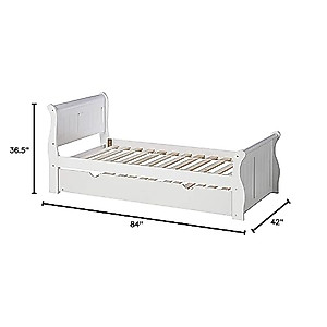 Donco Kids 325-TW_503-W Sleigh Bed withTrundle Bed, Twin/Twin, White