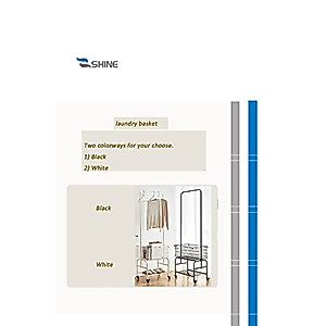 Movable laundry basket with hanger,laundry basket with wheels,Metal rack for garment hang,black color (black)