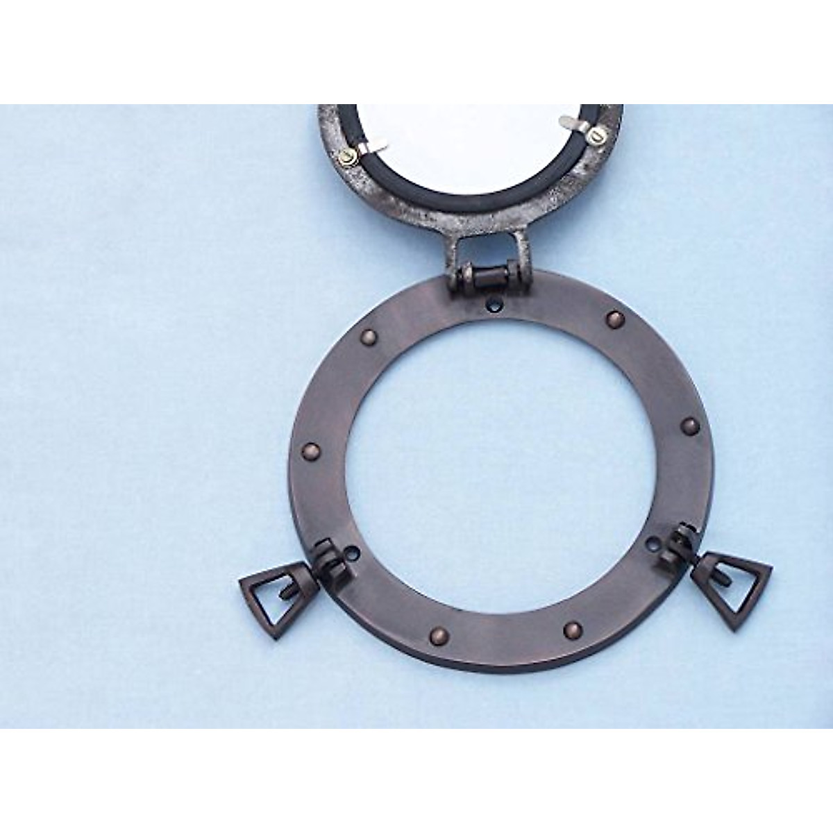 Hampton Nautical Bronze Decorative Ship Porthole Nautical Mirror, 8"