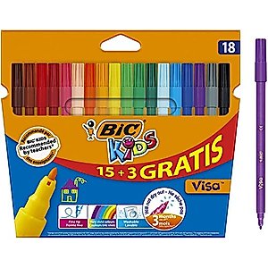 BIC Kids Visa Colouring Pens - Pack of 18 (15 Plus 3)
