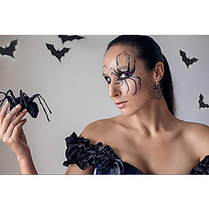 1 Pair Big Spider Web Earrings for Women Black Spider Rhinestone Dangle Drop Earrings Halloween Party Costume Accessories Jewelry Birthday Gifts