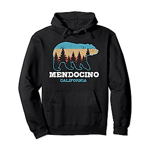 Mendocino Vintage California Grizzly Bear Nature Souvenir Pullover Hoodie