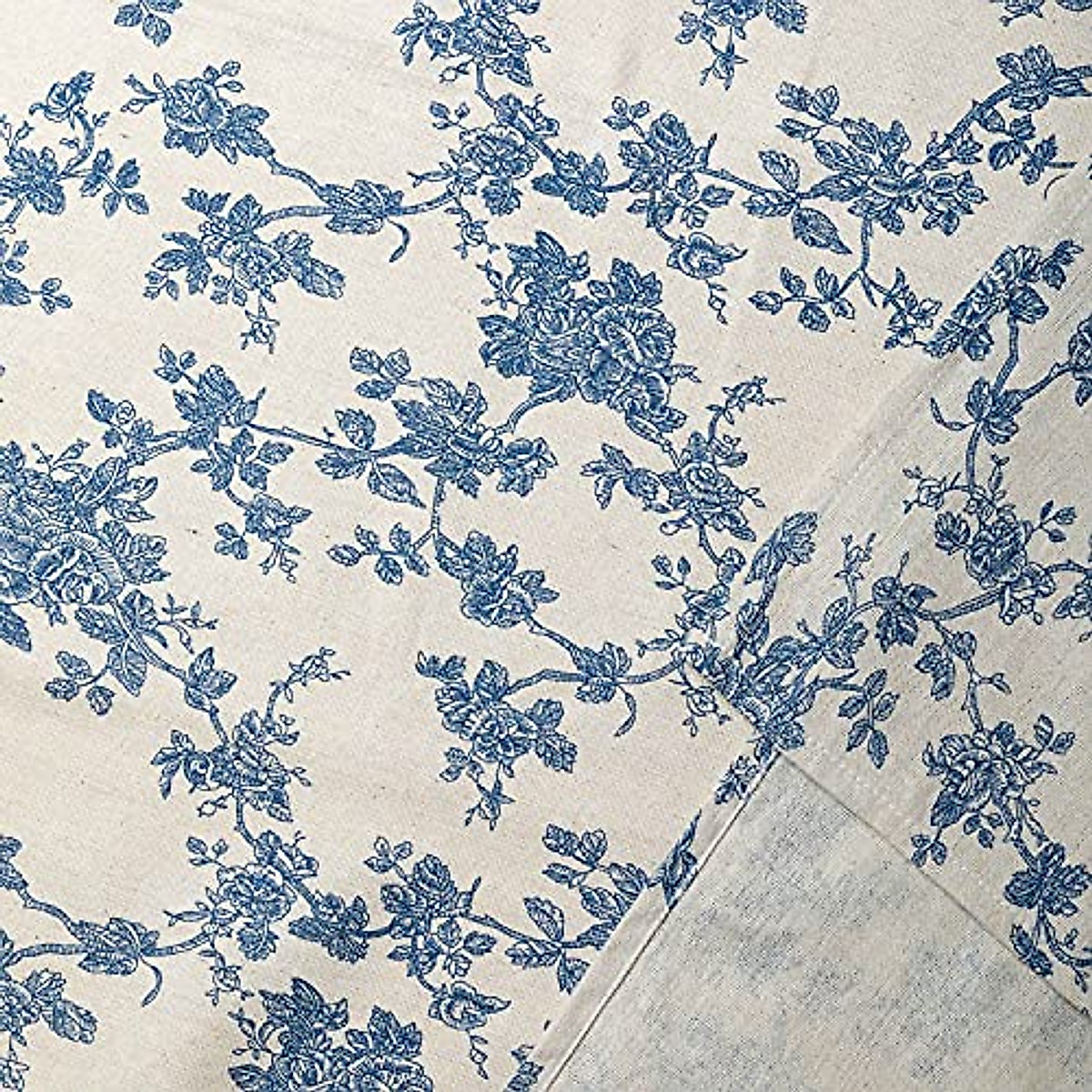 Pastoral Rectangle Tablecloth - 52 x 70 Inch - Linen Fabric Table Cloth - Washable Table Cover with Dust-Proof Wrinkle Resistant for Restaurant, Picnic, Indoor and Outdoor Dining, Floral (Dark Blue)