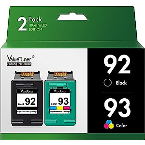 Valuetoner Remanufactured Ink Cartridges Replacement for HP 92 & 93 C9513FN C9362WN C9361WN for HP Photosmart 7850 C3150 C3180, Deskjet 5440 5420, PSC 1510 2525 Printer, (1 Black, 1 Tri-Color) 2 Pack