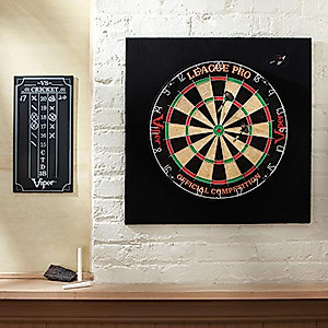 Viper League Pro Regulation Bristle Steel Tip Dartboard Starter Set with Staple-Free Bullseye, Radial Spider Wire, High-Grade Sisal with Rotating Number Ring, Chalk Cricket Scoreboard, Steel Tip Darts