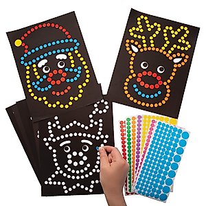 Baker Ross AT224 Christmas Dotty Sticker Art - Pack of 8, Festive Arts and Crafts