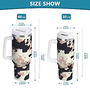 GKCLOCK 40 oz Tumbler with Handle and Straws, Insulated Reusable Stainless Steel Travel Coffee Mug Water Bottle for Office & Outdoor, Cupholder Friendly (Pink Camouflage Style)