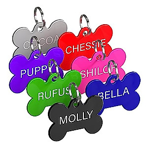 Pet ID Tag Custom for Dog Cat Personalized | Many Shapes and Colors to Choose from | Made in USA | Strong Anodized Aluminum (Large, Bone)