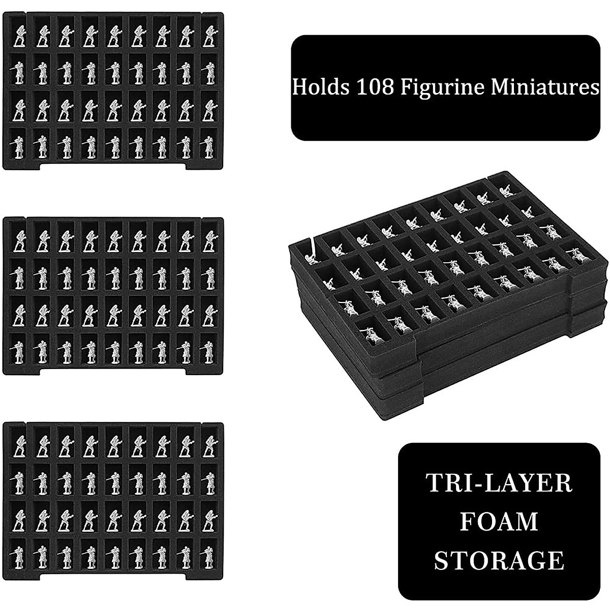 TPCY Miniature Storage Sturdy Carrying Figure Case -108 Slot Figurine Minature Carrying Case,Compatible with Warhammer 40k, Dungeons & Dragons and More (Transparent)