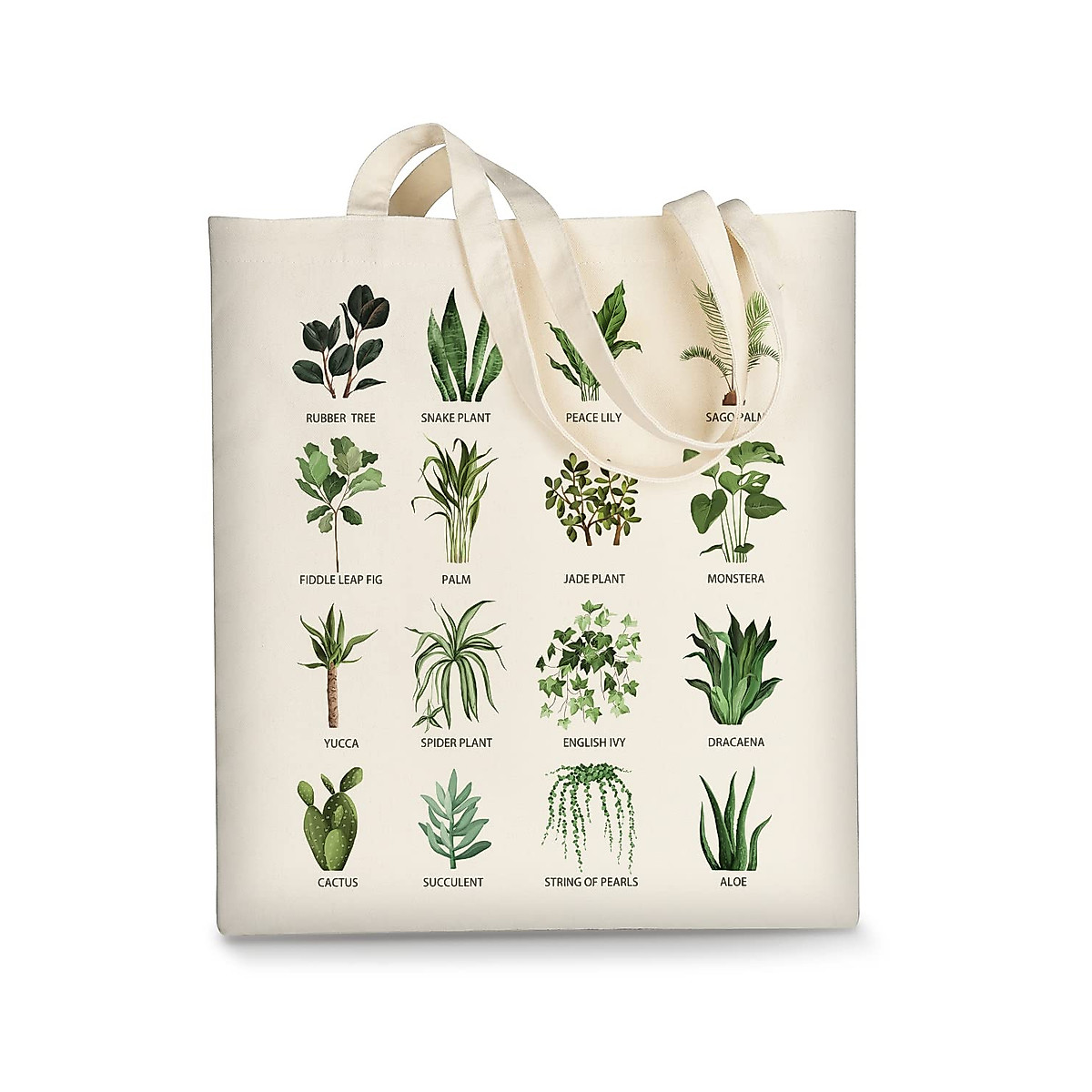AUSVKAI Canvas Tote Bag Aesthetic for Women, Cute Trendy Green Plants Reusable Cotton Bags with Handle for Grocery College Shopping Beach