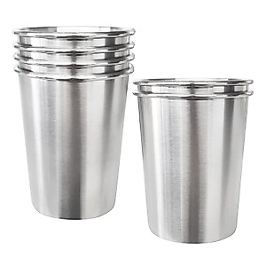 YOLCAR 6 Pack 8 oz Stainless Steel Kids Cups, Children's Pint Cups, Stackable Metal Cups, Shatterproof Drinking Glasses