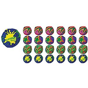 Multicolor Premium Foam Splash Balls - 2" (Pack of 24) - Assorted Design Balls - Perfect for Pool, Beach, and Luau Parties