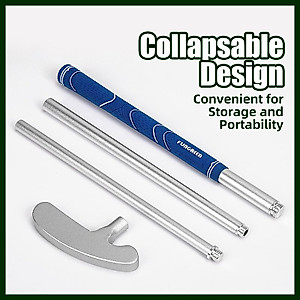 FUNGREEN Golf 2PCS/Pack Two-Way Putter Club for Right or Left Handed Golfers Foldable Alloy Rod Head Kids Adults Golf Putter - 34" Length (Red and Blue)