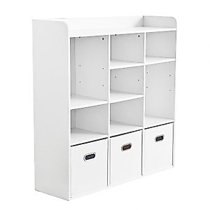 Redlife 7 Cubes Organizer, Wooden Cube Bookcase - 3 Tier Freestanding Open Bookshelf, White Storage Display Shelf with Adjustable Shelves for Home Office, Workspace, Bedroom, Play Room