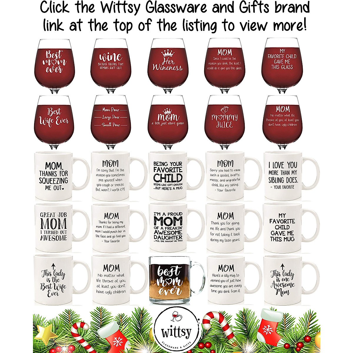 Mom Giving Me Life Funny Wine Glass - Cool Christmas Gifts for Mom from Son, Daughter, Child - Unique Xmas Best Mom Gifts - Fun Gag Birthday Present Idea for Mother, Women - Novelty Mom Wine Glasses